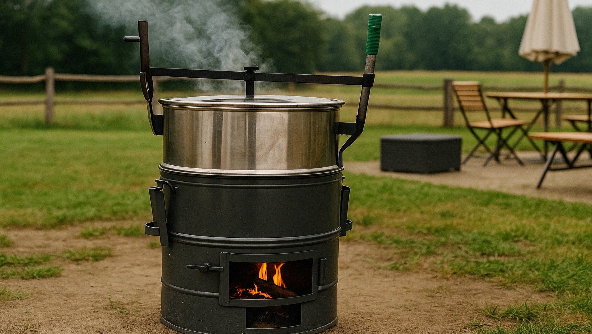 Smaltovaný parák na varenie na ohni